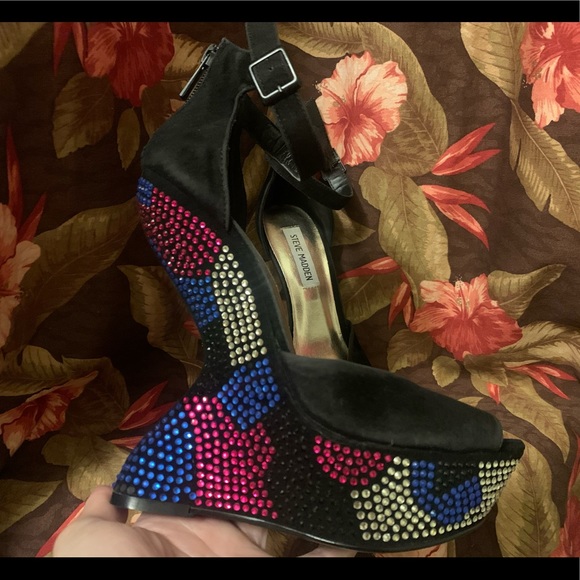 Steve Madden | Shoes | Steve Madden Platform Wedge Rhinestone Heel ...